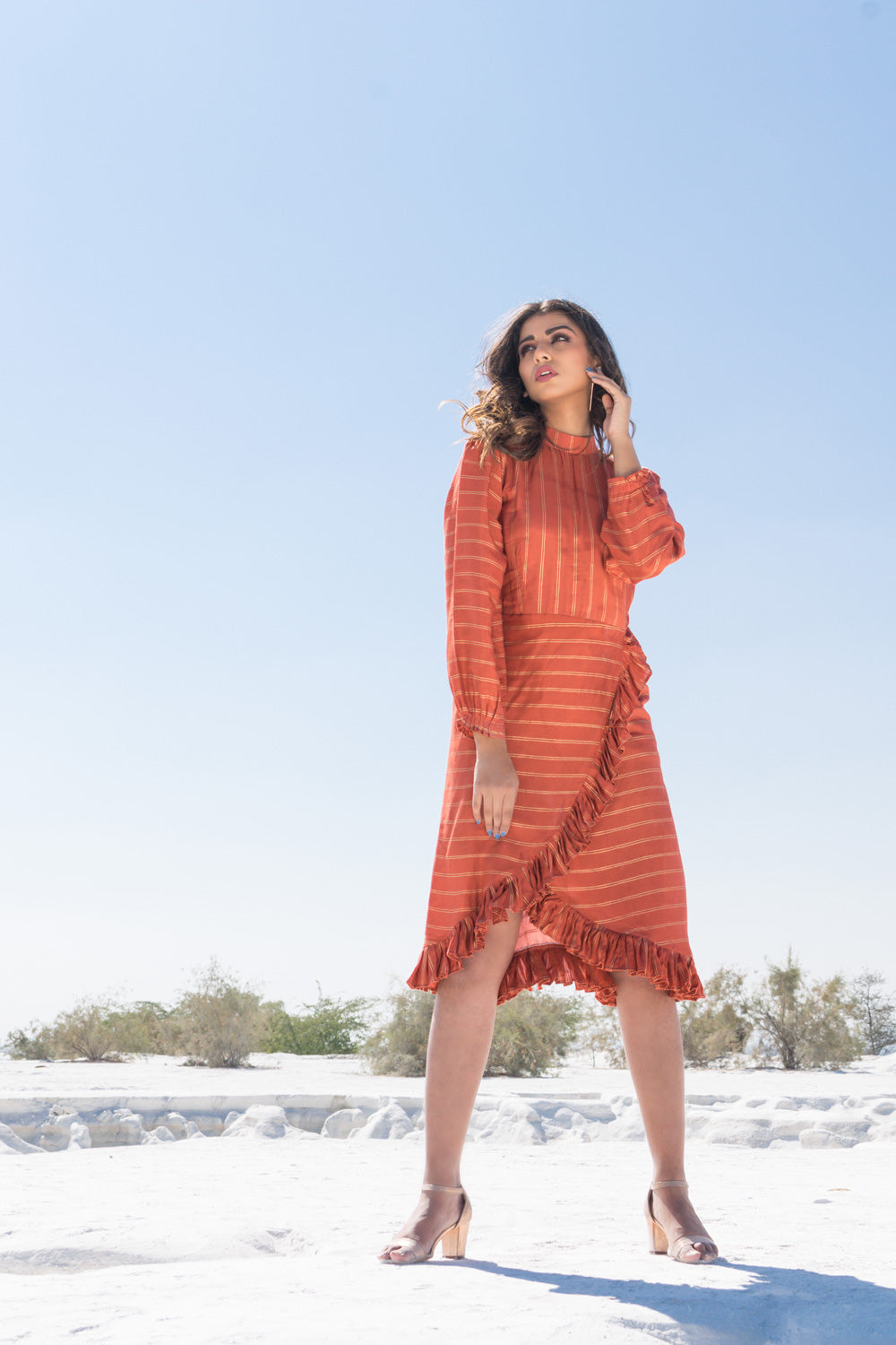 RUFFLED RUST DRESS – thehomeaffairjaipur
